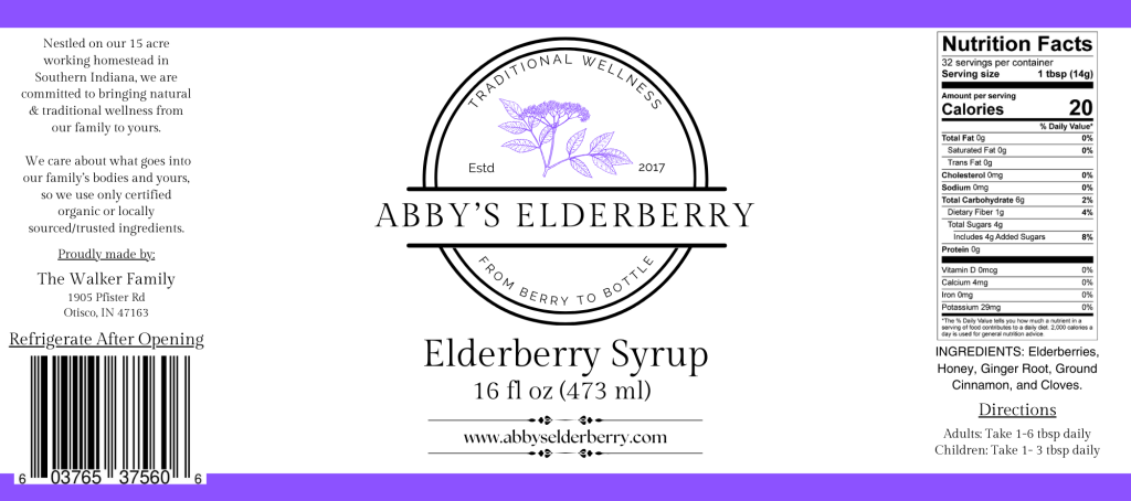 Elderberry Syrup – 16 ounce bottle – Abby's Elderberry